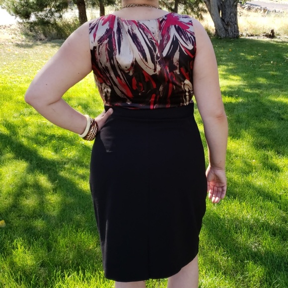 212 Collection | Dresses | 22 Collection Black Gold Maroon Pencil Dress ...